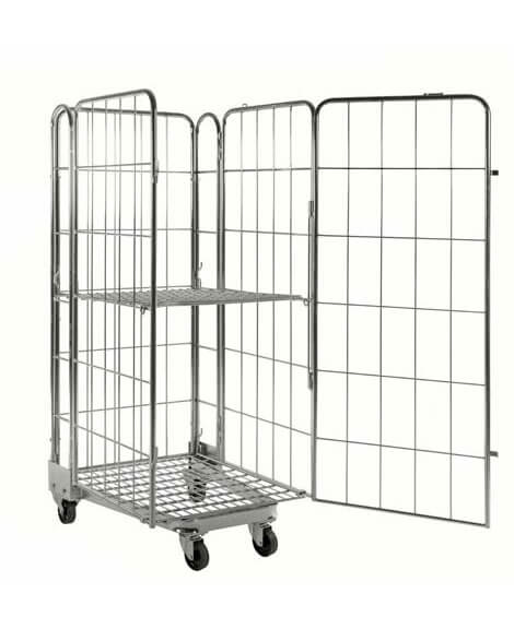 Rullecontainer med låge og hylde - stabelbar - TA TEKNIK.DK ApS